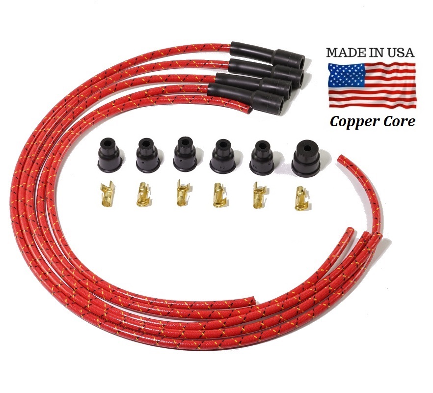 MMTractorParts.com: Premium Spark plug wire set - Red Cloth Braided USA ...