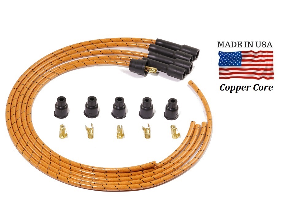 MMTractorParts.com: Premium Spark plug wire set - Orange Cloth Braided ...