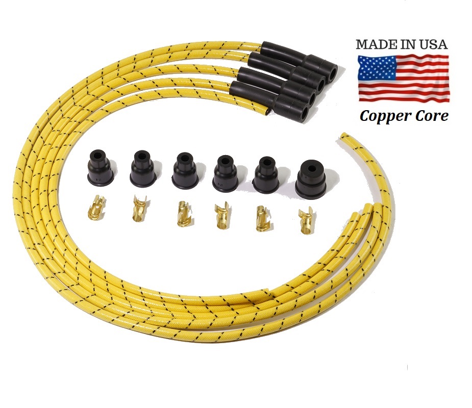 MMTractorParts.com: Premium Spark plug wire set - Yellow Cloth Braided ...