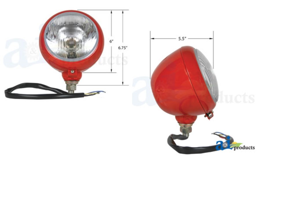MMTractorParts.com: 12 Volt Headlight Assembly - 12 Volt - Tractor - 6" Red