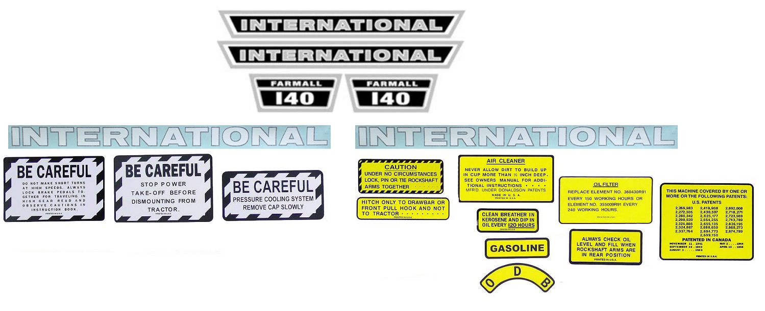 MMTractorParts.com: Complete Decal Set - IH Farmall 140 Tractor