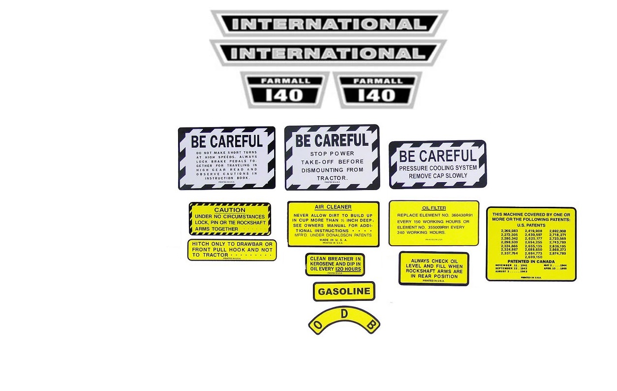 MMTractorParts.com: Decal Kit - IH Farmall 140 Tractor