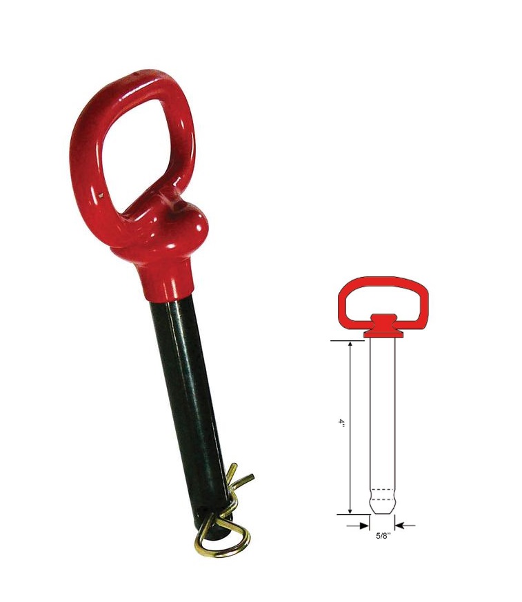 MMTractorParts.com: Red Head Hitch Pin - Grade 5 Steel Powder Coated ...