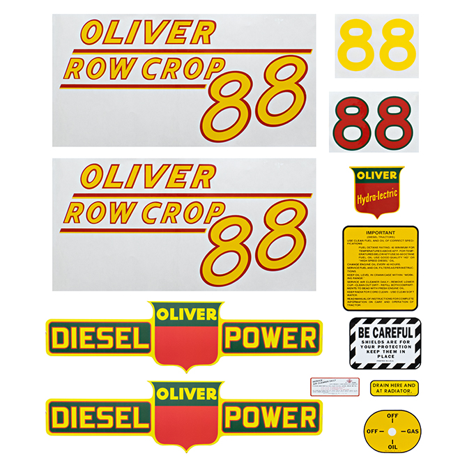 MMTractorParts.com: Complete Decal Kit - Oliver 88 Row Crop Diesel